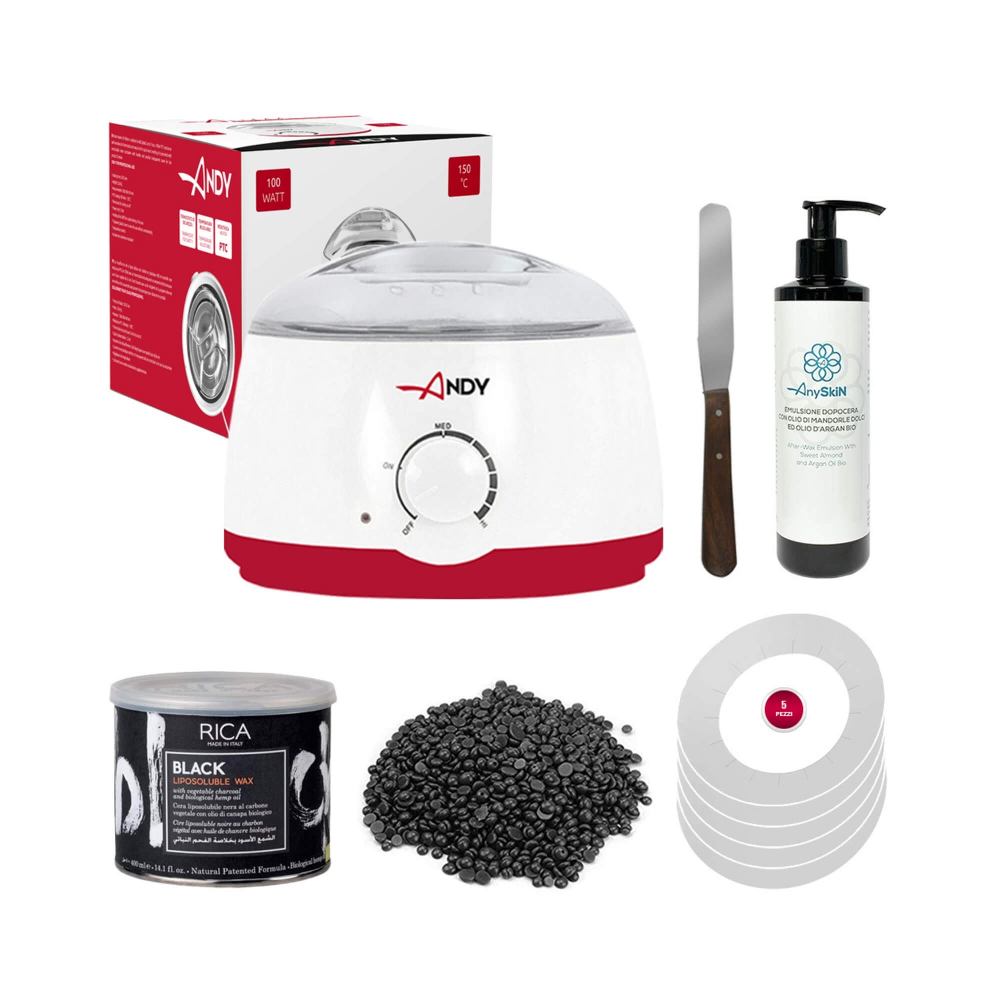 Anyskin Cera Brasiliana kit Completo con Scaldacera Professionale 100W ...
